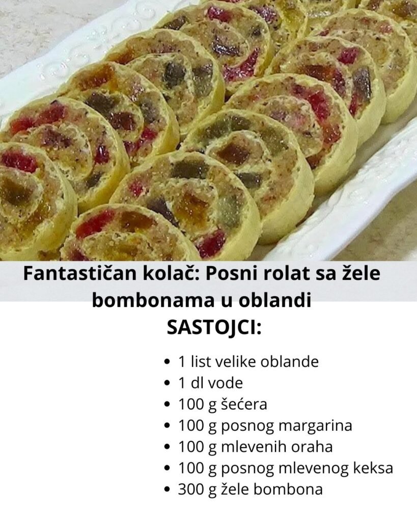 Fantastičan kolač: Posni rolat sa žele bombonama u oblandi - Receptizasve